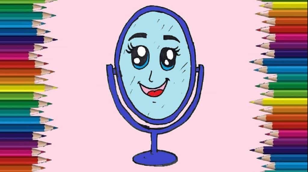 How To Draw A Mirror Cute And Easy | Cartoon Mirrror drawing Step By ...