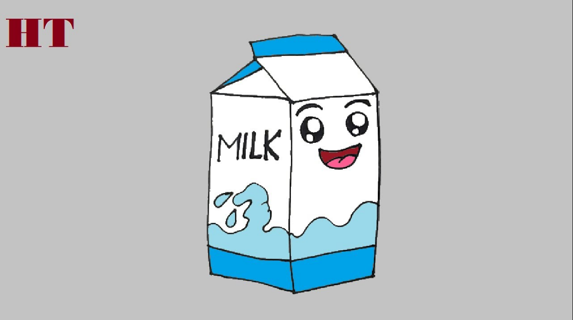 How to draw a cute milk carton step by step | Easy drawing for children ...