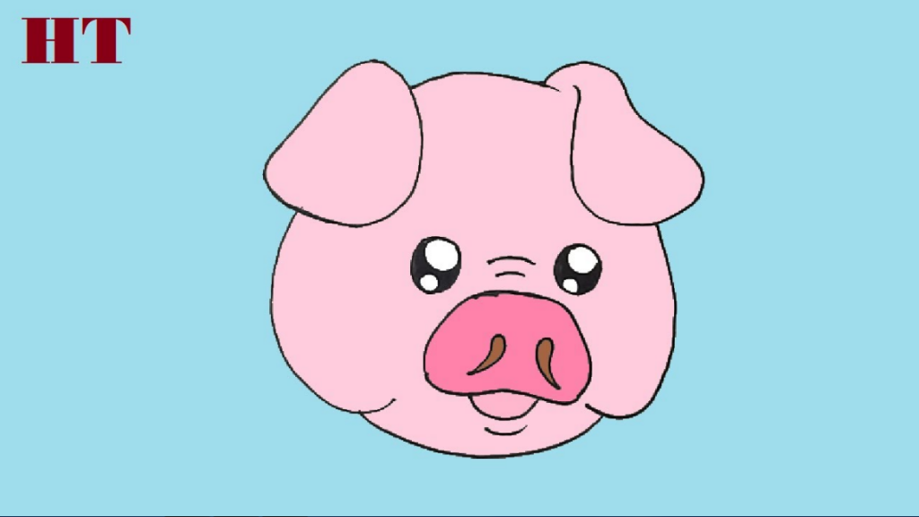 How to draw a cute pig face step by step | Easy Draw a pig's face ...