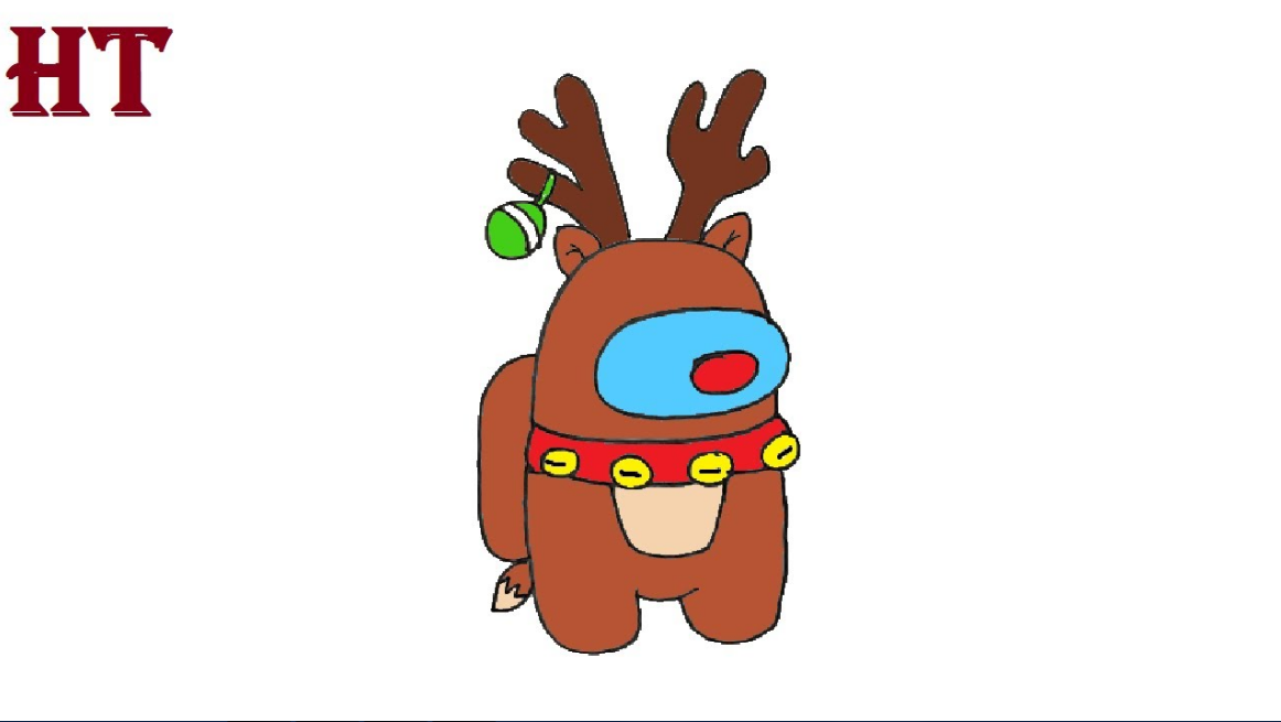 How to draw Among US easy | Among US Reindeer - HTFunny.com
