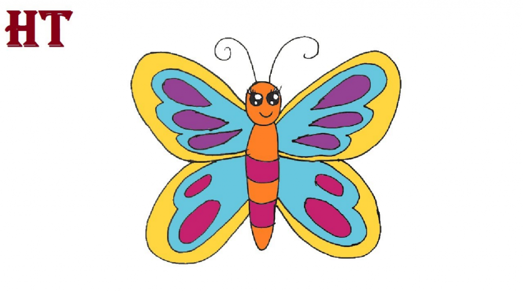 How to draw a cartoon Butterfly step by step | Butterfly to Draw so ...