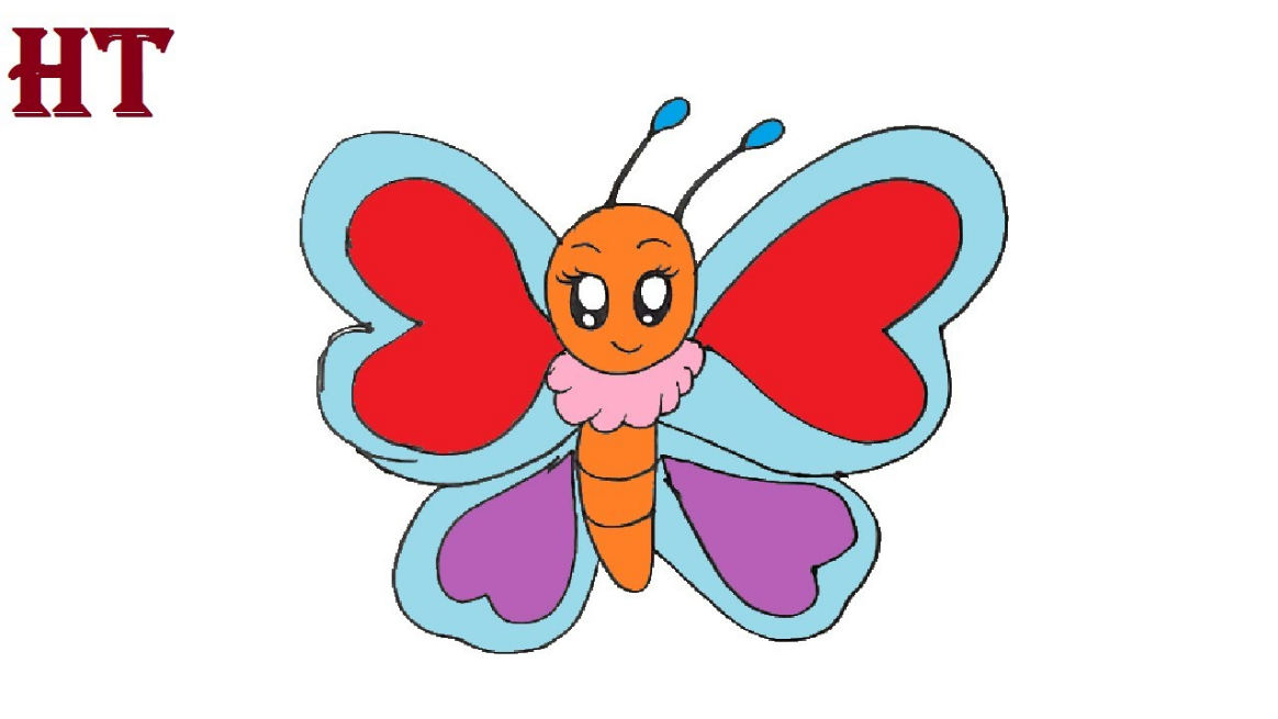 Cartoon Butterfly drawing cute - How to draw a cute Butterfly Step by ...