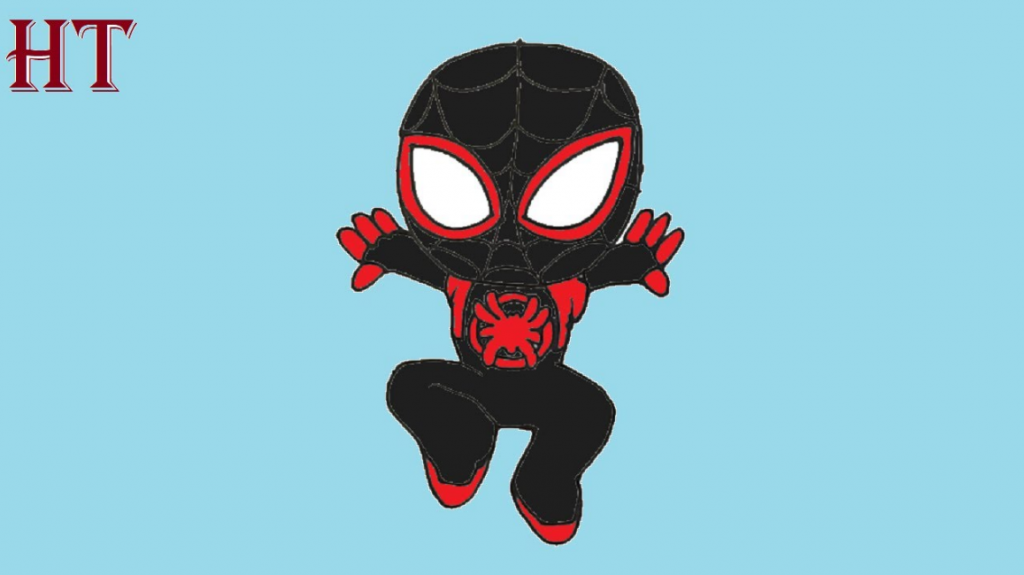 How To Draw Miles Morales step by step || Easy Cute Spiderman Drawing ...