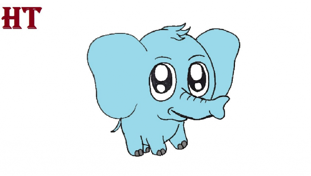 How to draw a cartoon Elephant step by step || Baby Elephant drawing ...