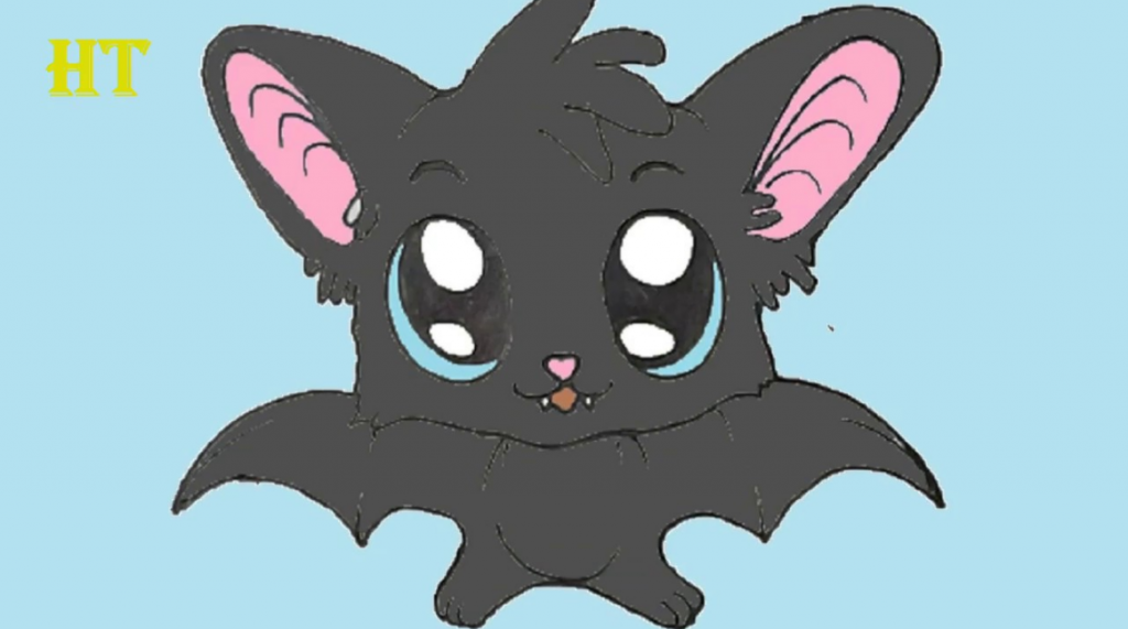 How to draw a cute bat step by step || Easy Cartoon drawing bat ...