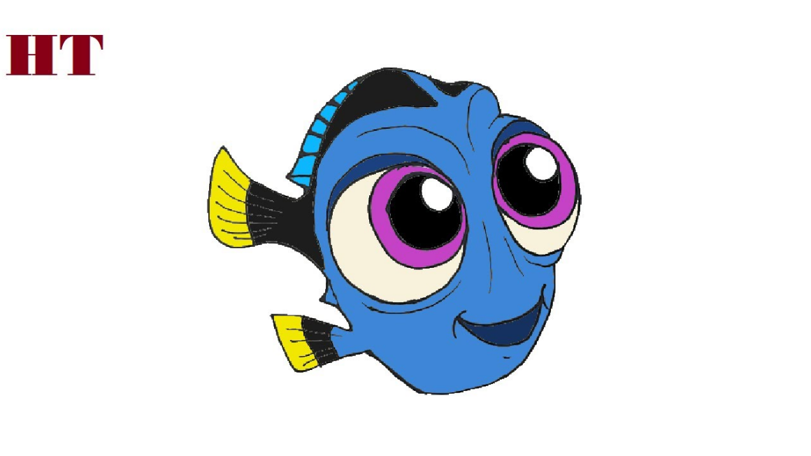 How to Draw Baby Dory step by step | Easy drawing Baby Dory - HTFunny.com