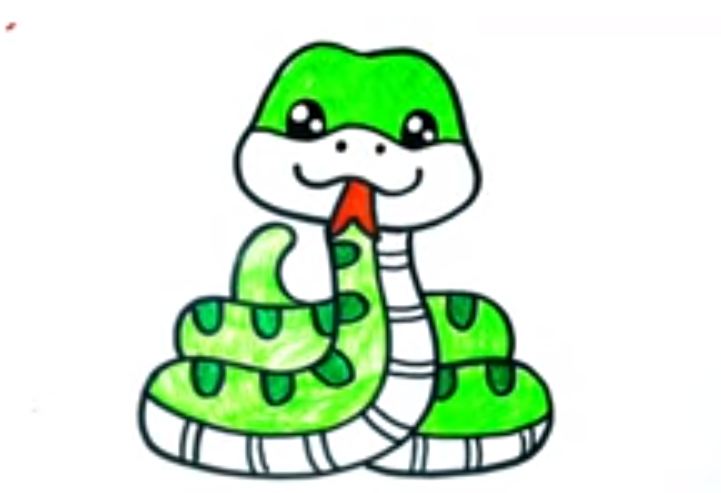 Easy drawing cute snake | How to draw a cute snake step by step ...