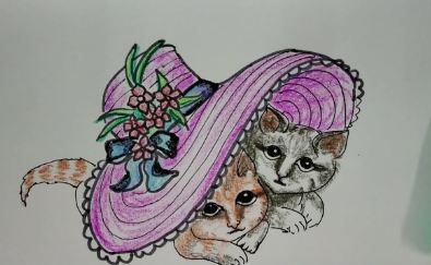 How To Draw Kittens under Hat step by step - Easy Drawing Kittens ...