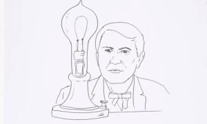 How to draw Thomas Alva Edison step by step - Easy drawing Thomas ...