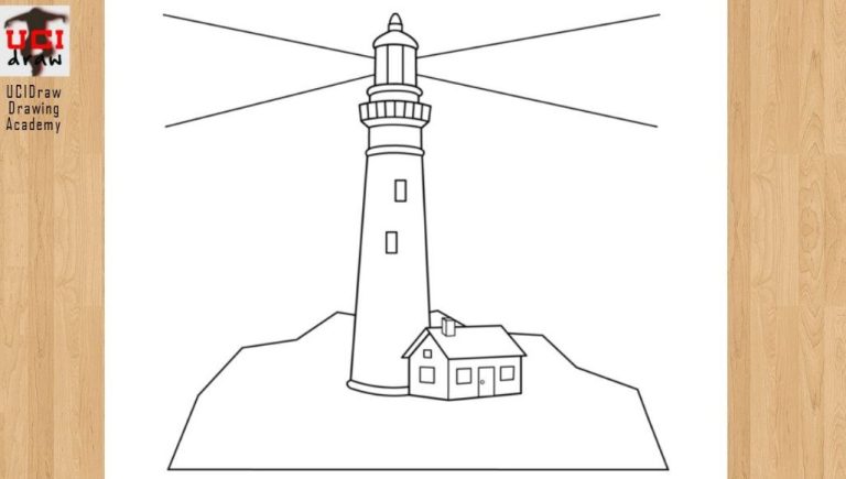 How To Draw a lighthouse step by step - Simple Lighthouse Sketch - HTFunny