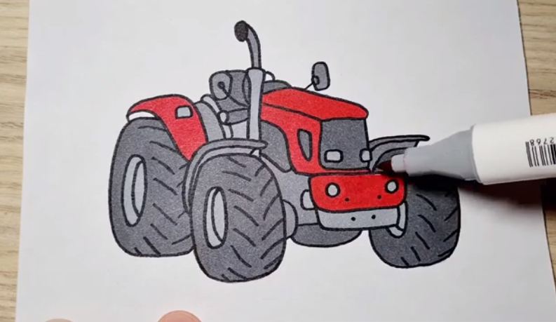 How to draw a tractor step by step - Easy drawing agricultural machinery