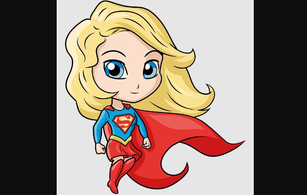 Easy Supergirl drawing step by step - Chibi Supergirl - HTFunny.com