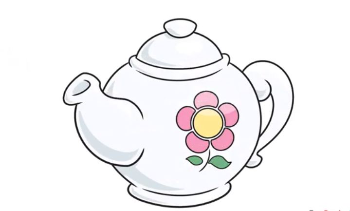 How to Draw a Tea Pot easy step by step - HTFunny.com