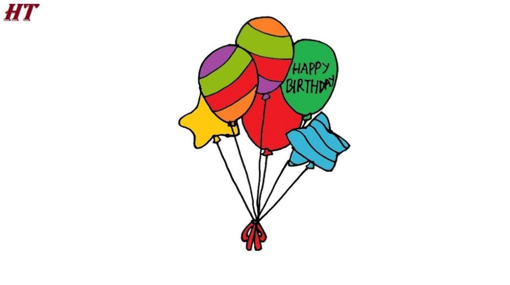 How to Draw Birthday Balloons step by step - Entertainment for All